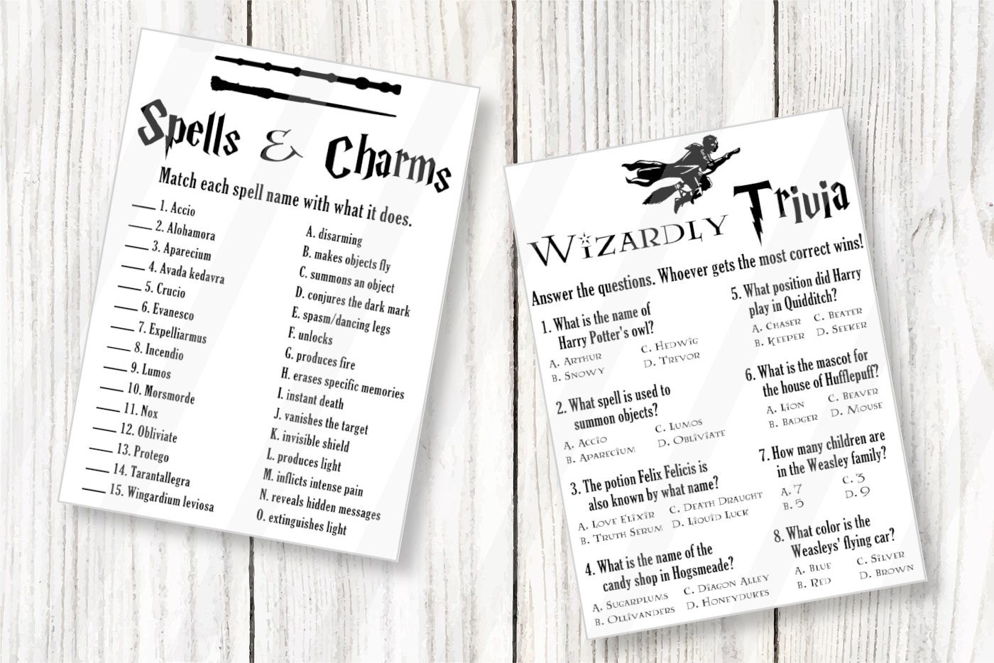 Printable Wizards Party Games Bundle Kids Activities Instant - Etsy