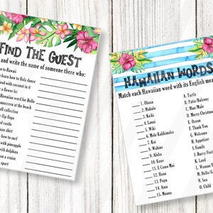 Printable Hawaiian Luau Party Games Bundle, Kids Activities, Instant ...