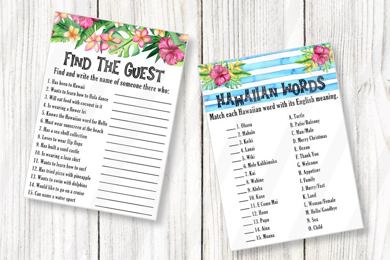 Printable Hawaiian Luau Party Games Bundle, Kids Activities, Instant ...