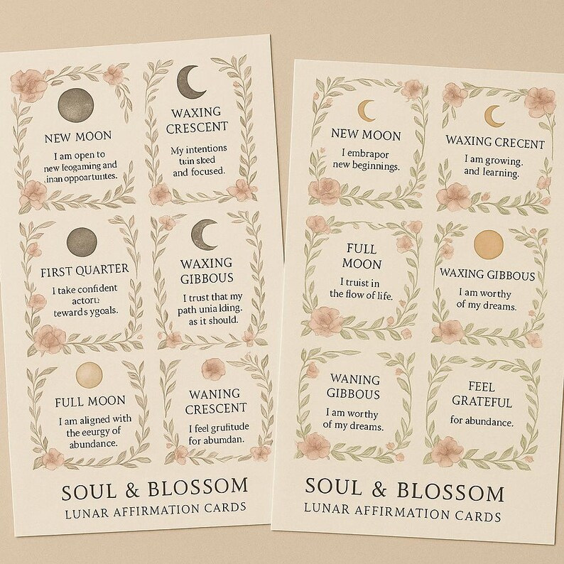 Printable Moon Affirmation Cards | Soul & Blossom Deck | Lunar Phase ...