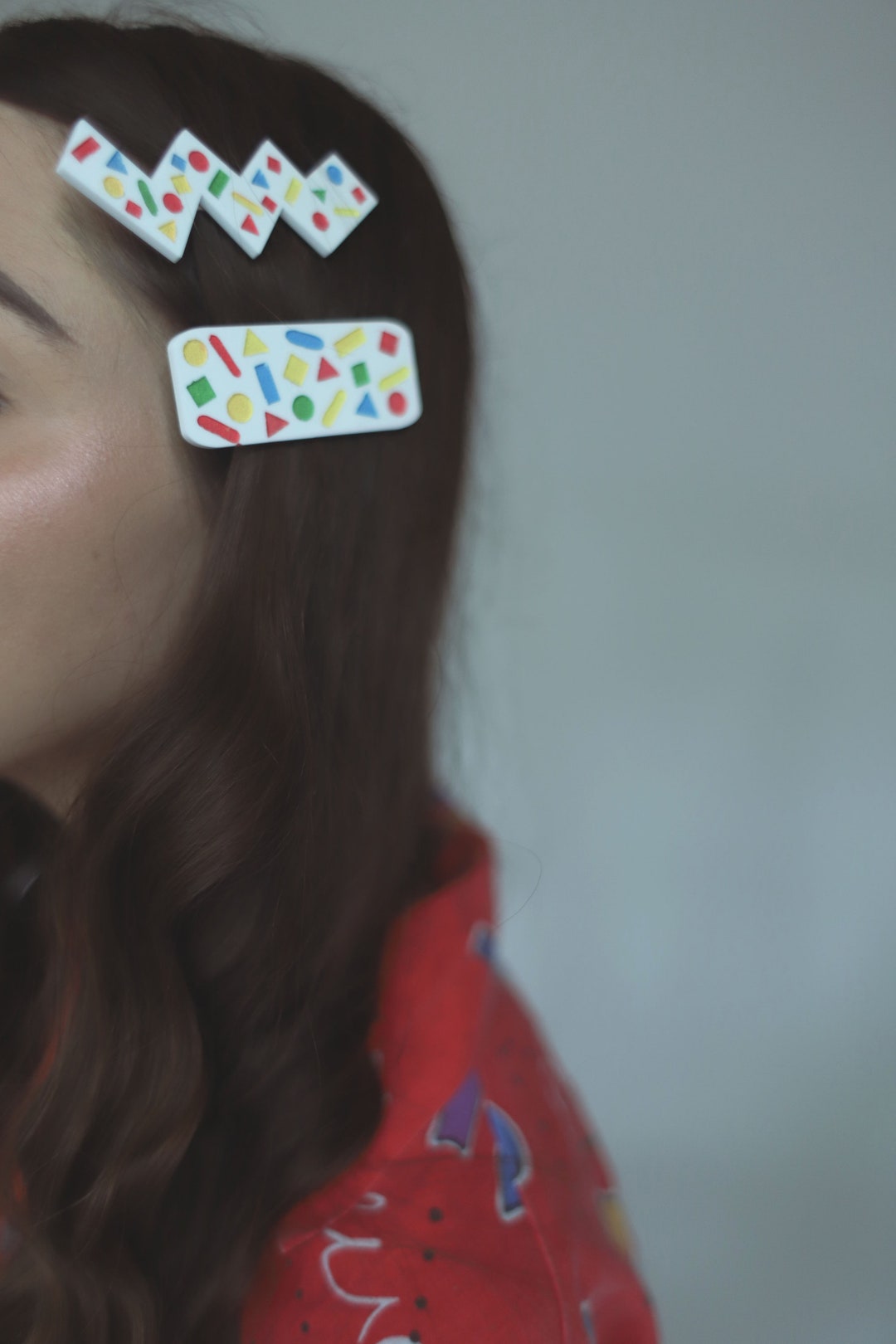 Handcrafted Laser Cut Acrylic Hair Clips - 90s Retro Inspired Geo Print ...