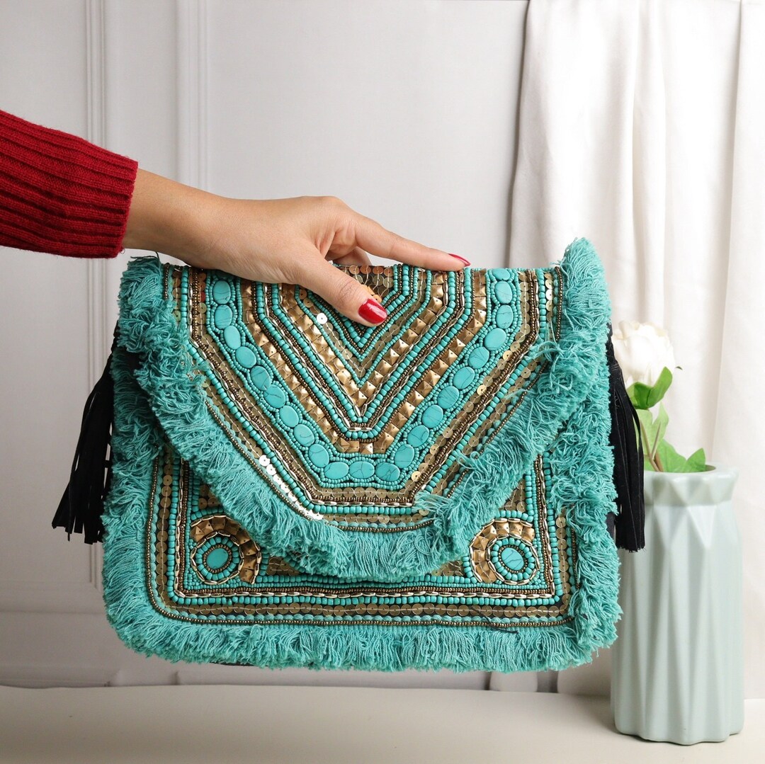Turquoise June Maniac Handmade Banjara Bohemian Bag India - Etsy