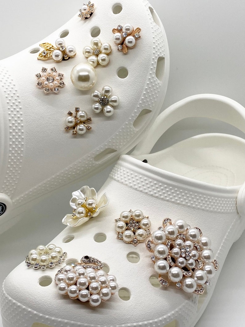 Pearl and Crystal Clog Charms Shoe Bling Charms - Etsy
