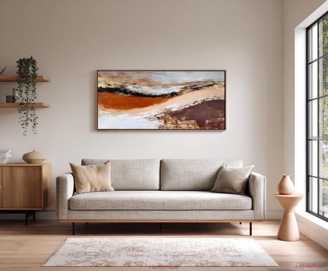 Brown Abstract Landscape Large Wall Art, Abstract Expressionism Earth ...