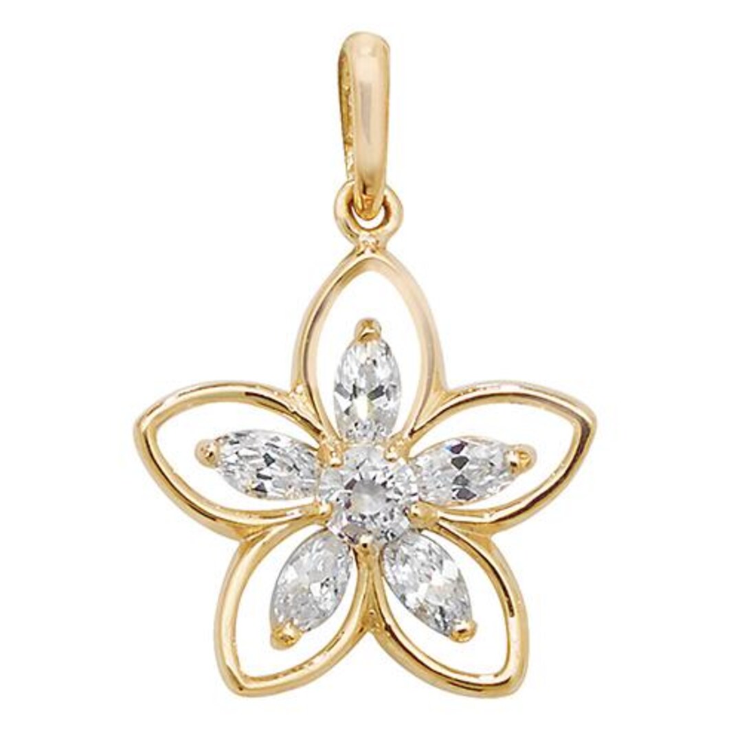 Real 9ct Yellow Gold Daisy Pendant With Cubic Zirconia, A Symbol of ...