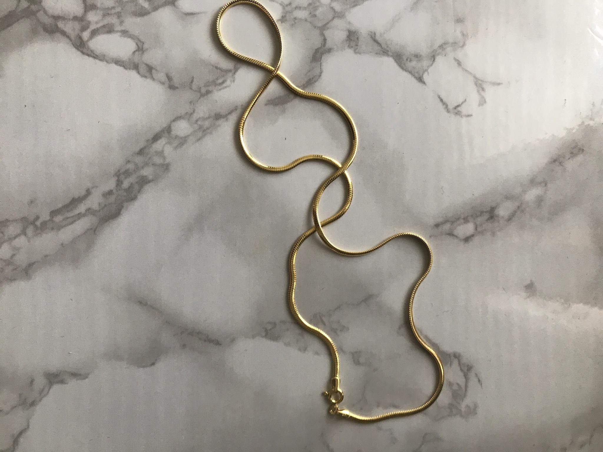 Gold Plated Sterling Silver Snake Cable Link Chain for Men - Etsy