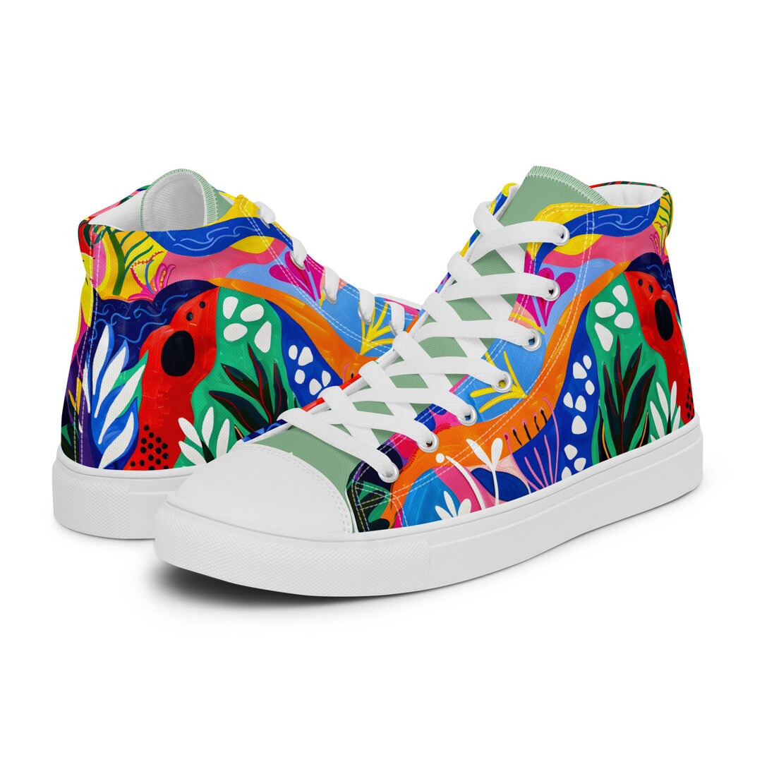 Women's Artistic High-top Sneakers: Unique Printed Canvas Shoes - Etsy