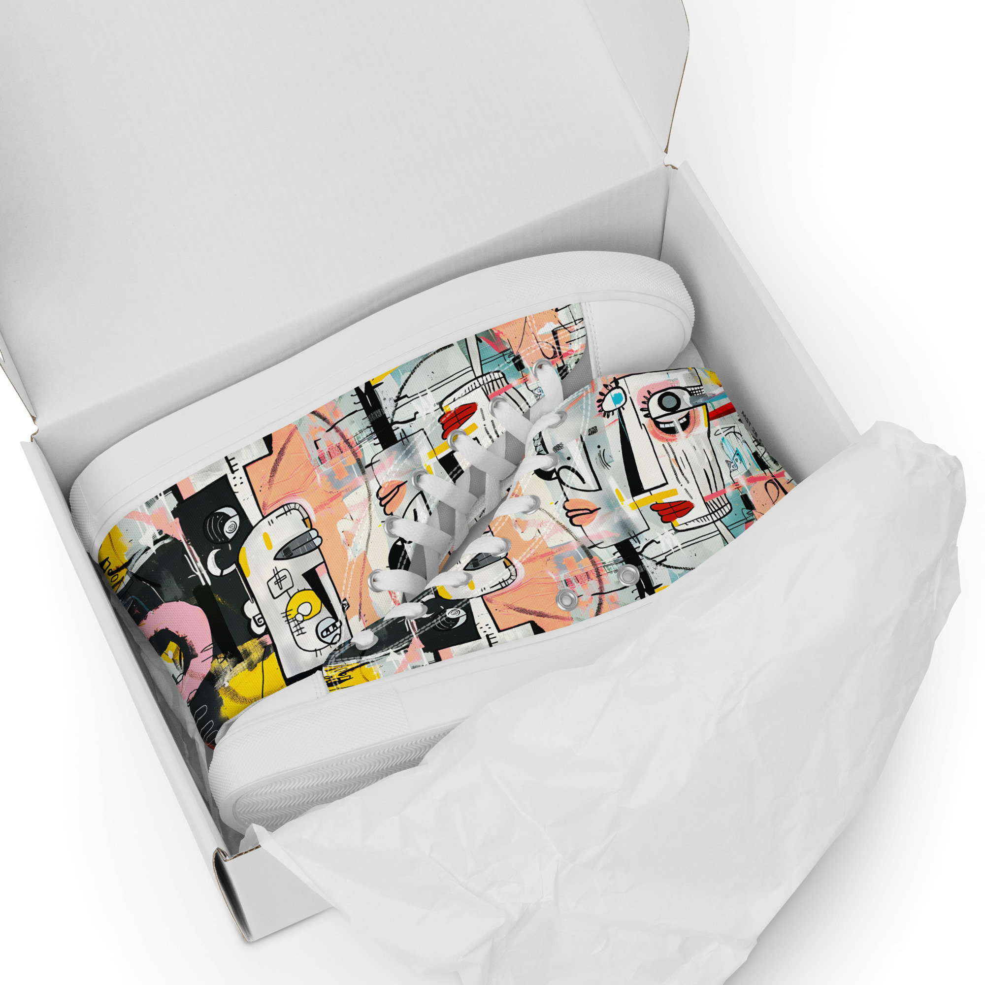 Artistic Custom Shoes Men's High-top Art Sneakers, Canvas Shoes ...