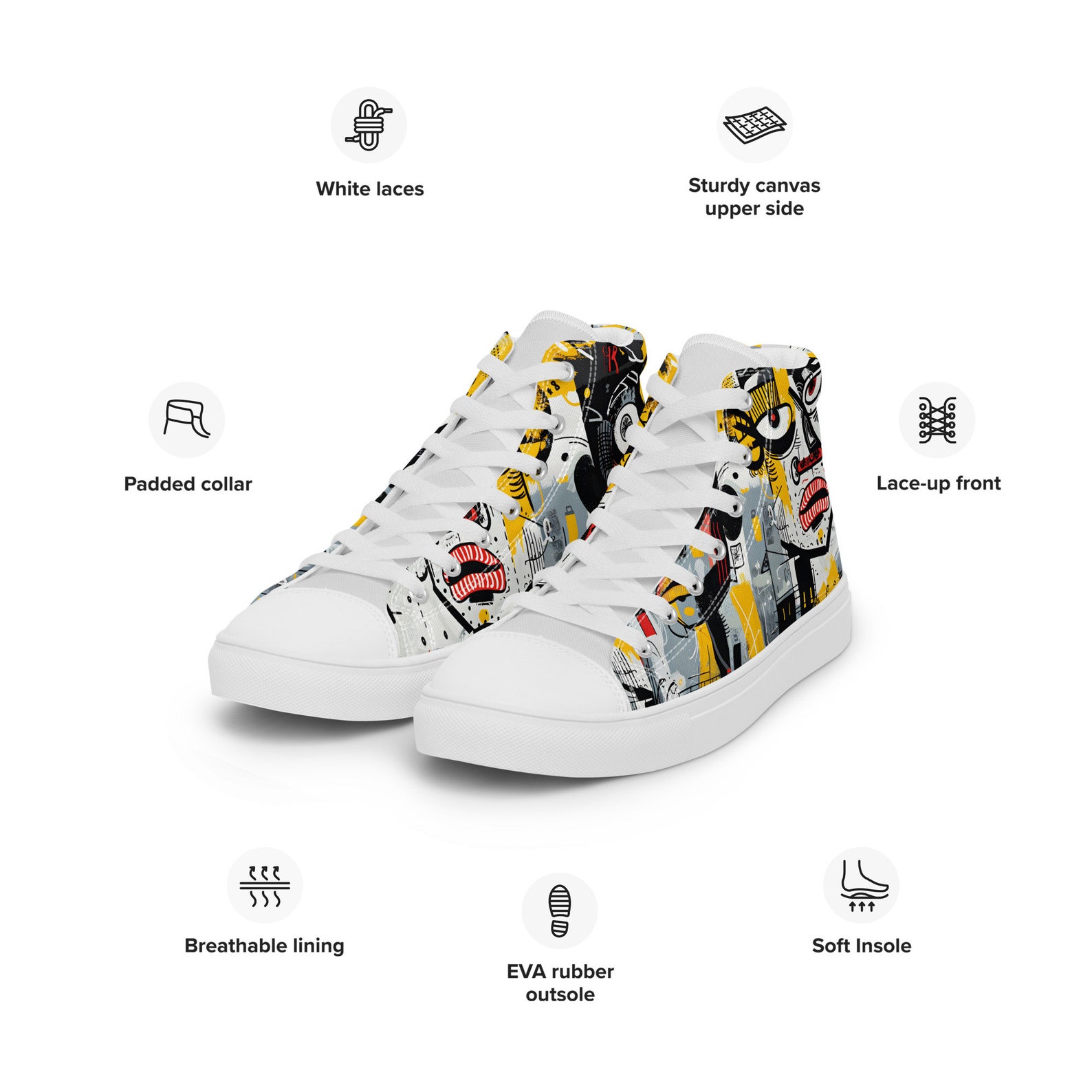 Custom Shoes Men's High-top Art Sneakers, Canvas Shoes, Original Style ...