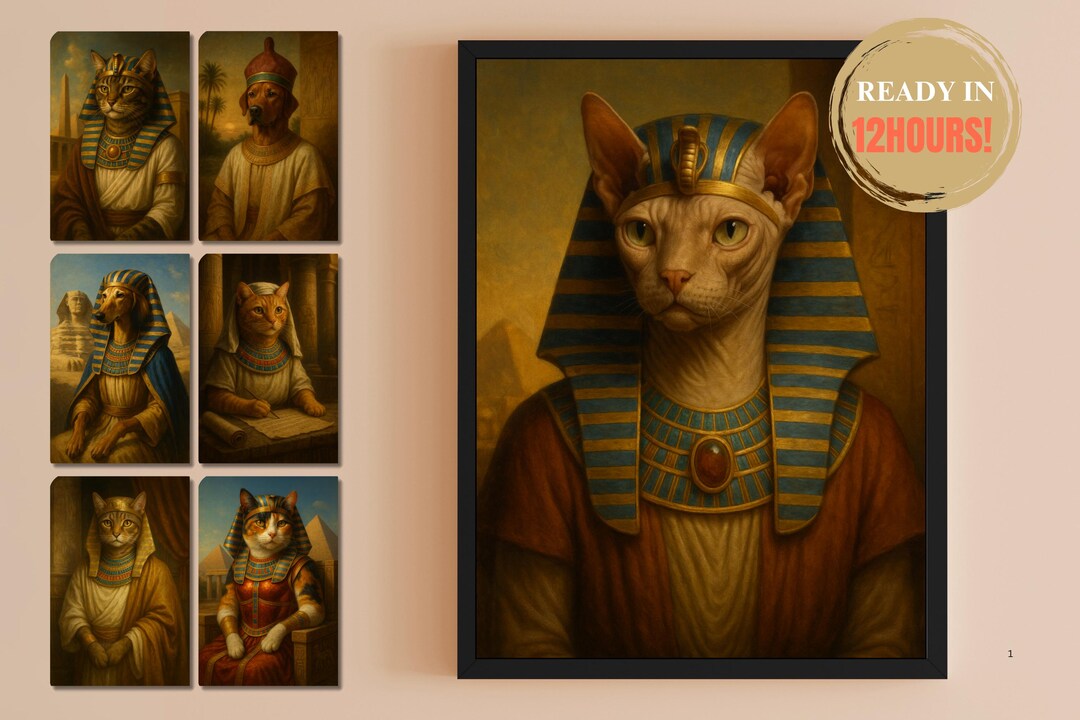 Custom Royal Egyptian Pet Portrait: Pharaoh or Queen Cat/dog Art - Etsy