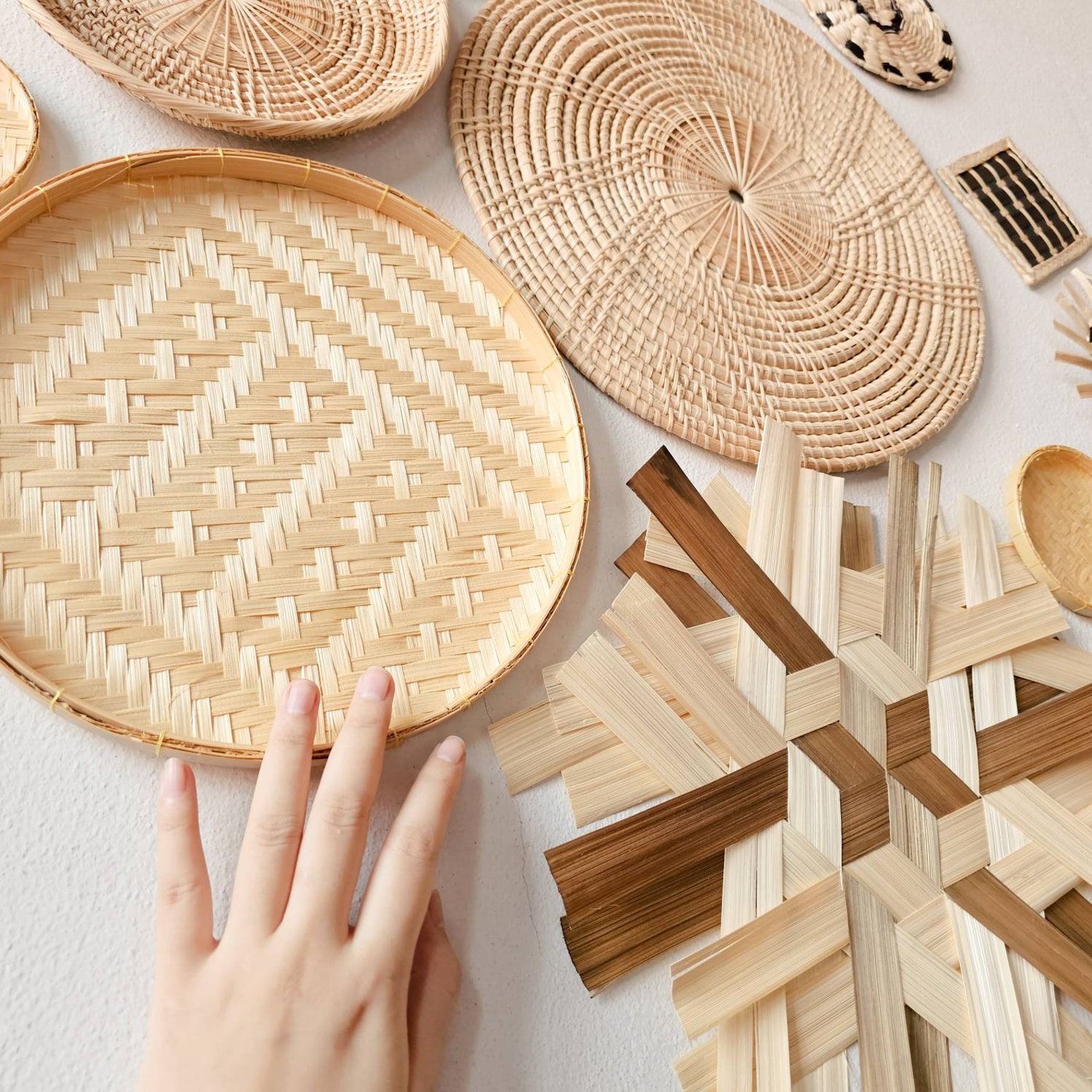 Set of 16 Wall Hangings (palawan), Round Rattan Wall Pieces, Wall Decor ...