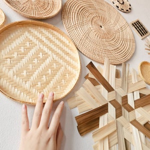 Set of 16 Wall Hangings (palawan), Round Rattan Wall Pieces, Wall Decor ...