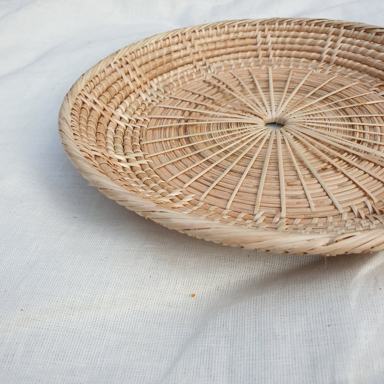 Round Rattan Plate Round Utensil Tray Small Tray Rattan Basket - Etsy