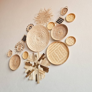 Set of 16 Wall Hangings (palawan), Round Rattan Wall Pieces, Wall Decor ...
