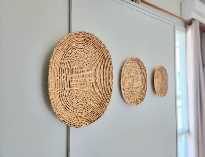 Set 3 Rattan Wall Hangings Rattan Wall Pieces Round Wall - Etsy