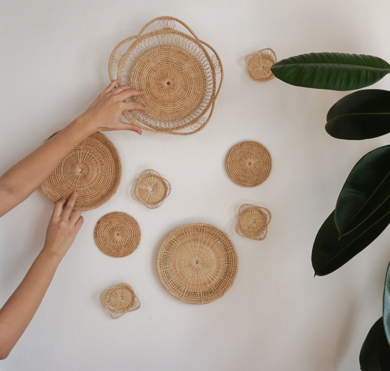 Set of 9 Wall Hanging G Rattan Round Set Rattan Wall - Etsy