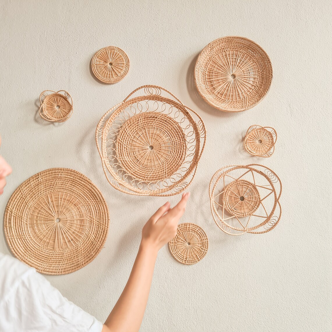 Set of 8 Wall Hanging cambodian Rattan | Etsy