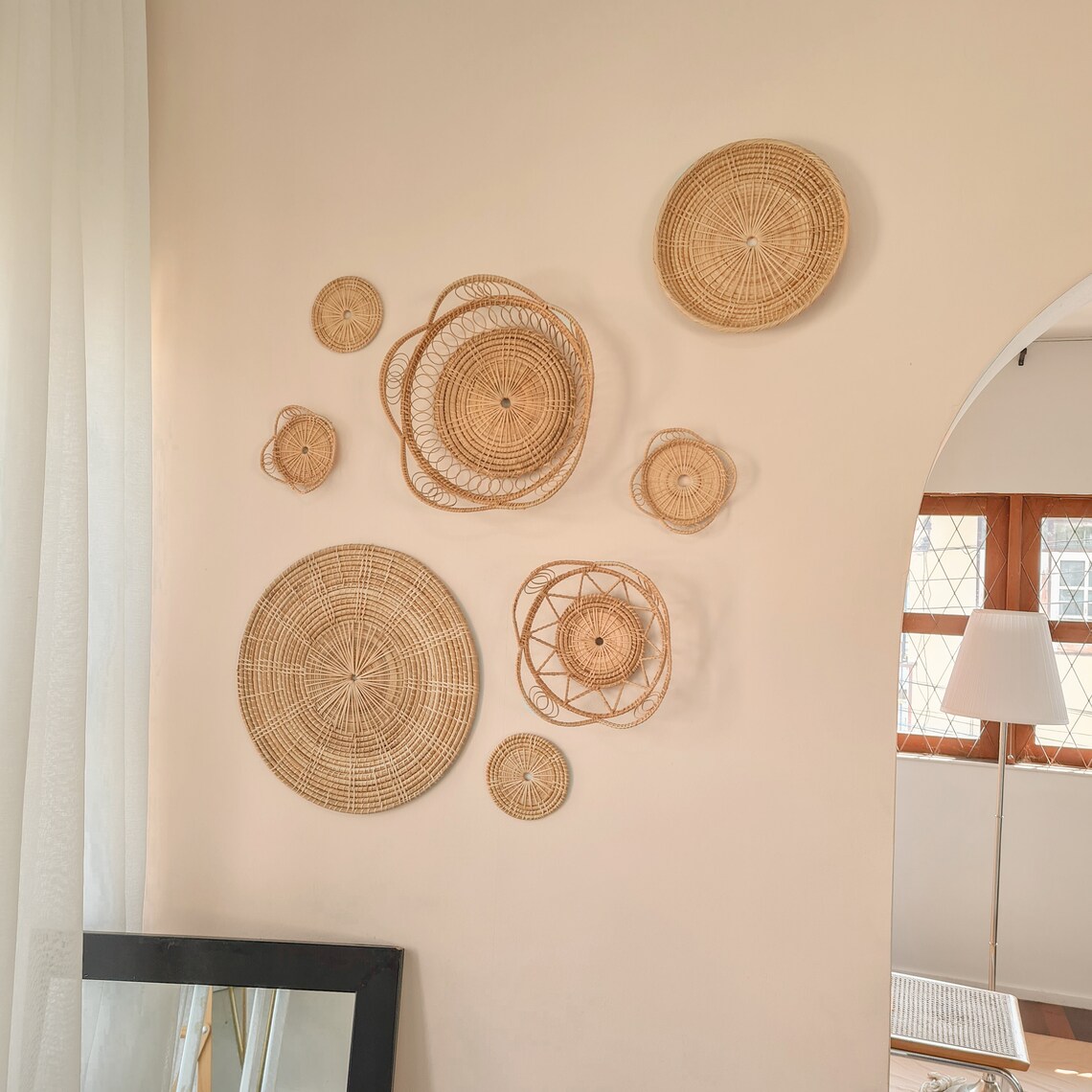 Set of 8 Wall Hanging cambodian Rattan | Etsy