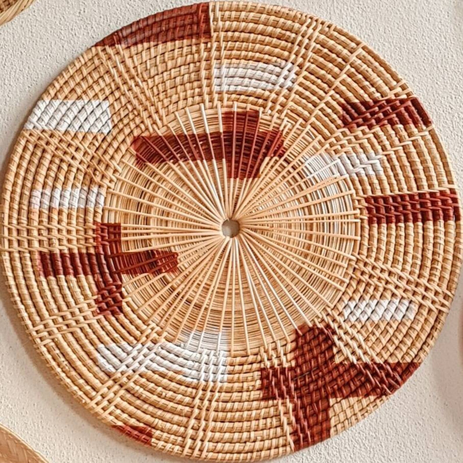 Set of 10 Painted Wall Hangings Round Rattan Wall Pieces - Etsy