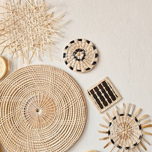 Set of 16 Wall Hangings (palawan), Round Rattan Wall Pieces, Wall Decor ...