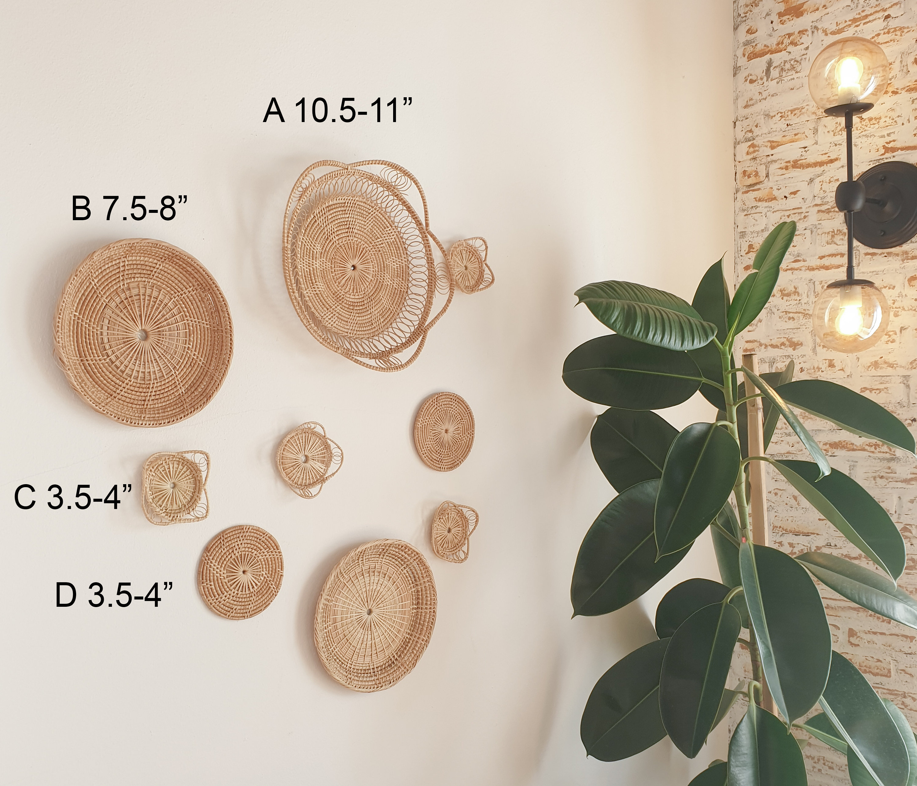 Set of 9 Wall Hanging G Rattan Round Set Rattan Wall - Etsy
