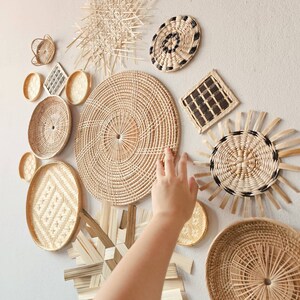 Set of 16 Wall Hangings (palawan), Round Rattan Wall Pieces, Wall Decor ...