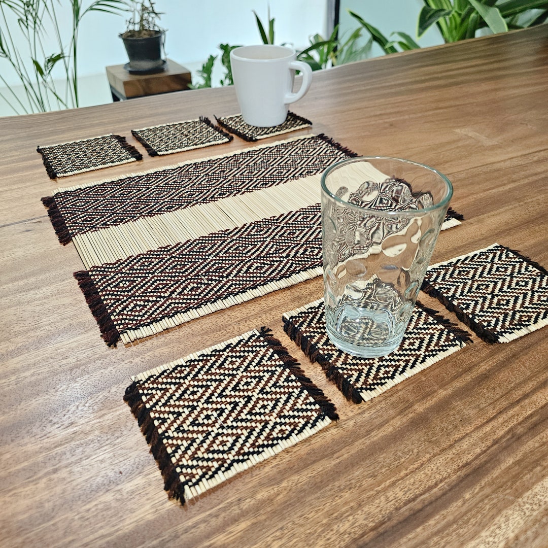 Set of 7 Pieces Handmade Square Placemats, Natural Placemat, Handmade ...