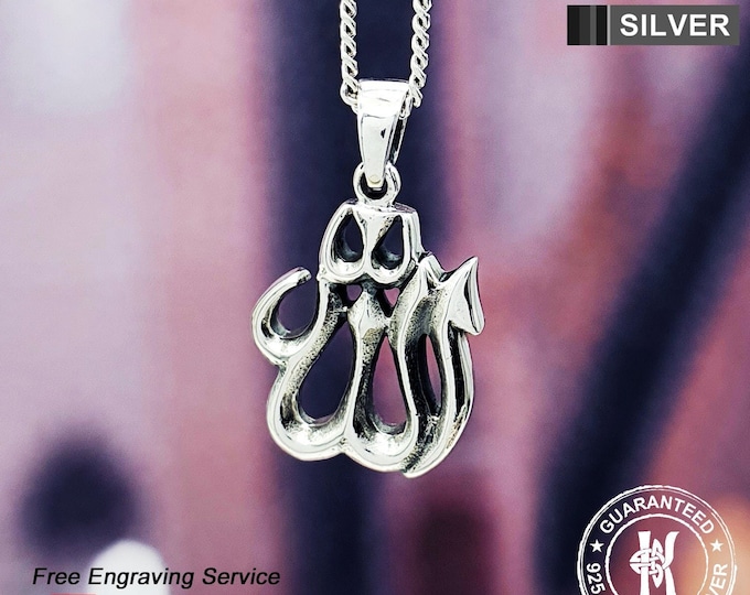 Allah Pendant Sterling Silver Muslim - Etsy