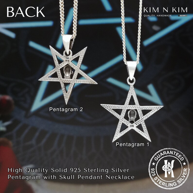 Sterling Silver Pentagram Skull Pendant Necklace: Unisex Protection ...
