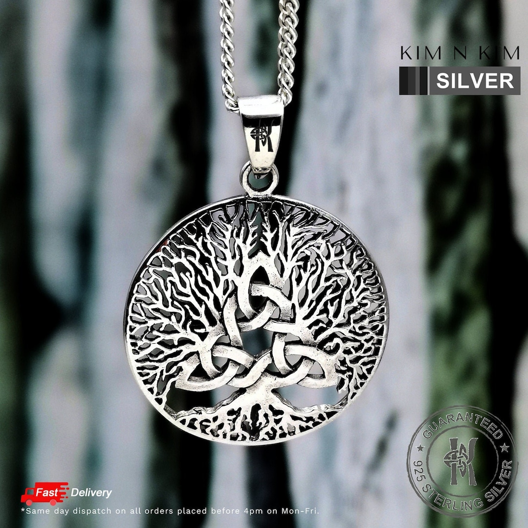 Sterling Silver Triquetra Tree of Life Pendant Necklace - Black Friday ...
