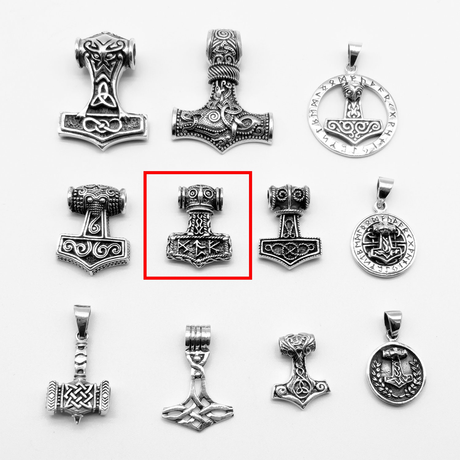 925 Sterling Silver Thors Hammer Mjolnir Norse Viking Runes - Etsy UK
