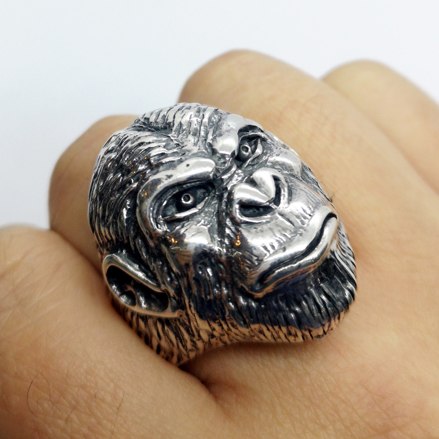 925 Sterling Silver Gorilla Ape Monkey Ring / Gothic Ring / - Etsy