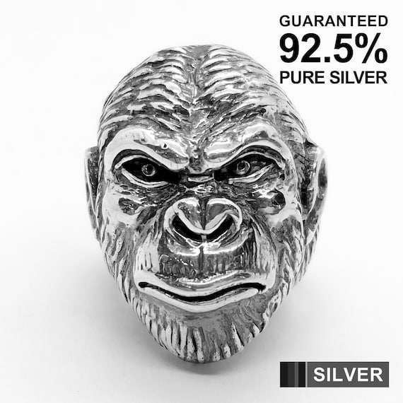 925 Sterling Silver Gorilla Ape Monkey Ring / Gothic Ring / - Etsy