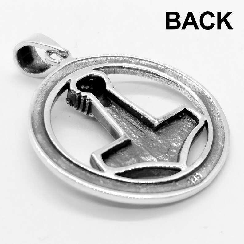 925 Sterling Silver Thor’s Hammer Mjolnir Norse Viking Runes Circle ...