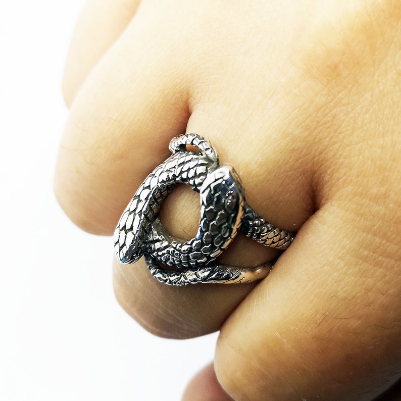 925 Sterling Silver Double Snake Gothic Ring / Oxidised / - Etsy UK