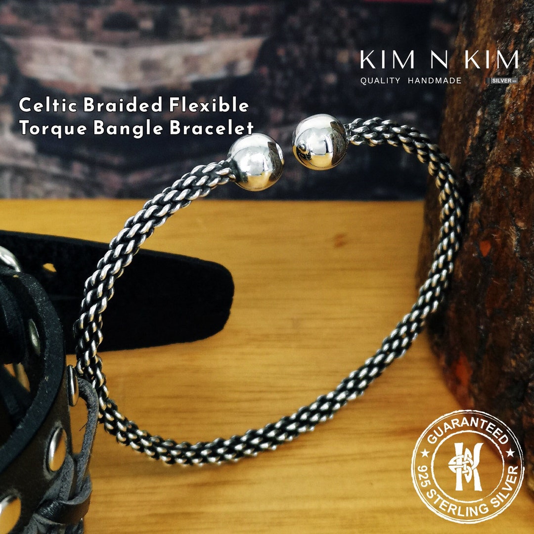 Oxidized Sterling Silver Celtic Braided Torque Bangle Bracelet - Etsy