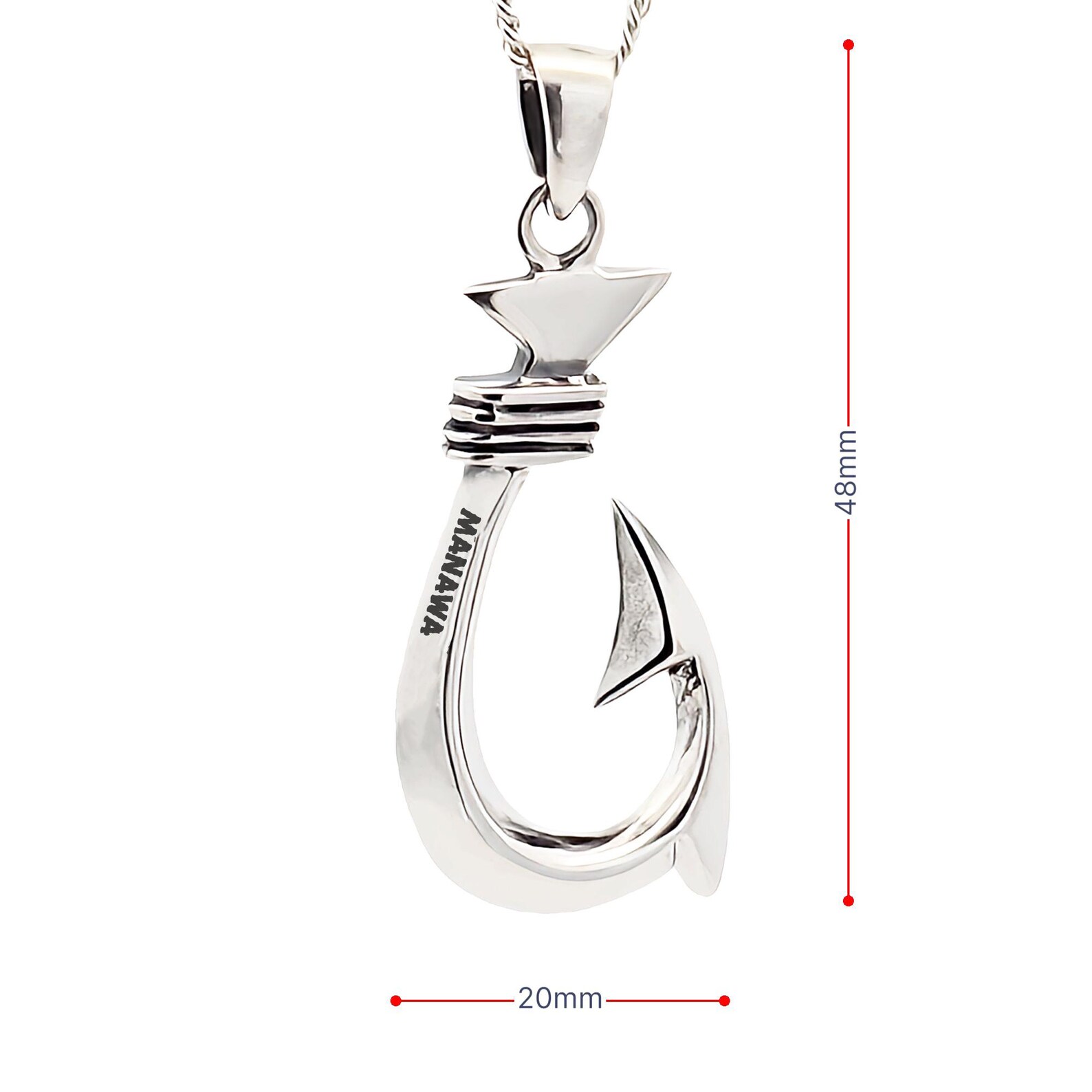 Sterling Silver Fish Hook Pendant Necklace: Nautical Jewelry Gift - Etsy