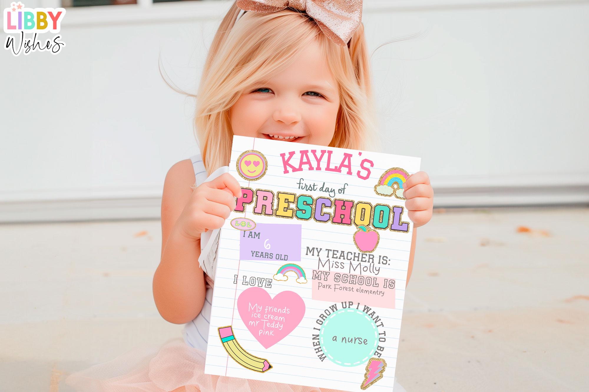 Editable First Day of School Sign First Day of PRESCHOOL Grade Stoney ...