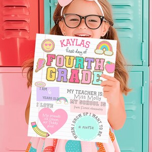 Editable First Day of School Sign First Day of FOURTH Grade Stoney ...