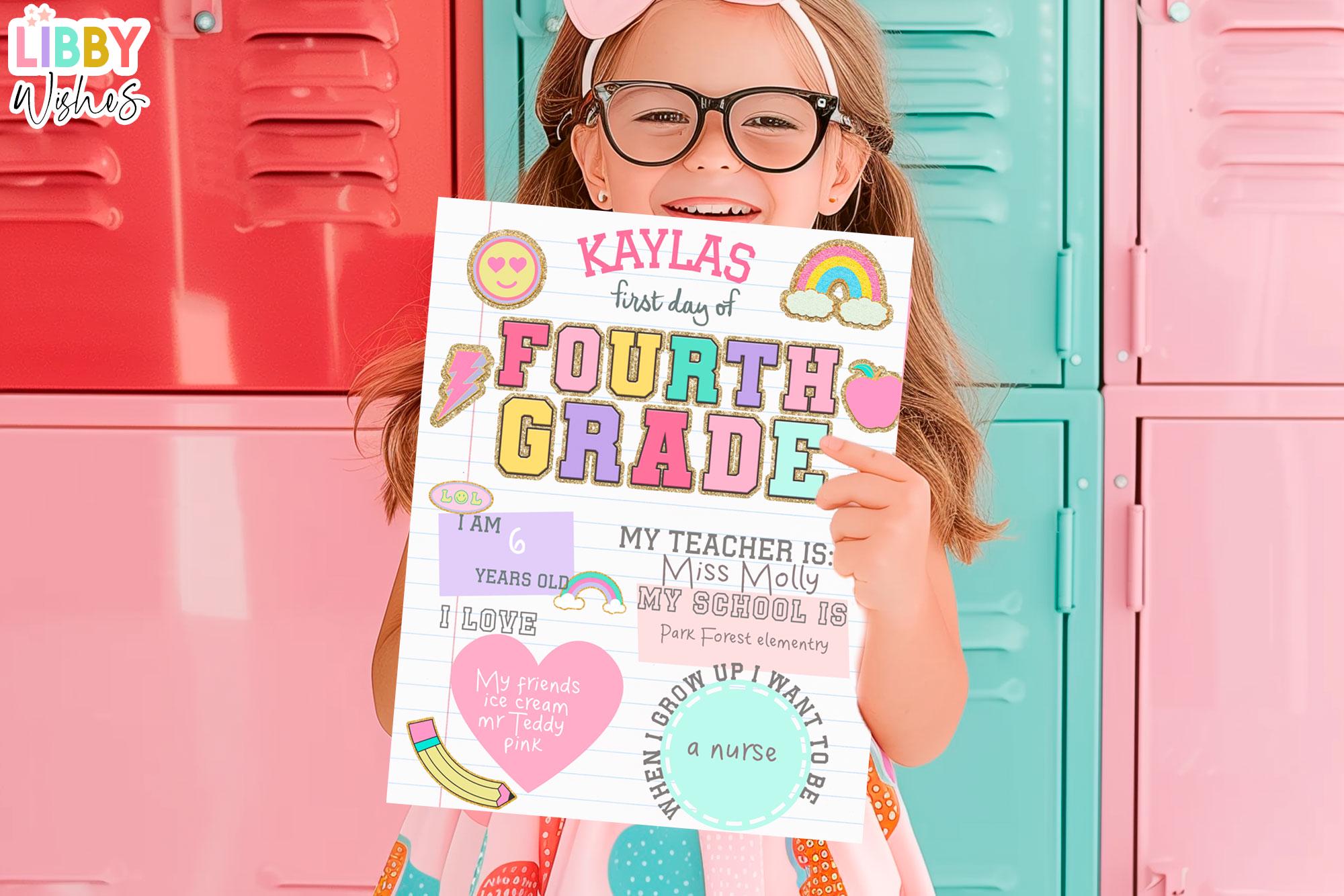 Editable First Day of School Sign First Day of FOURTH Grade Stoney ...