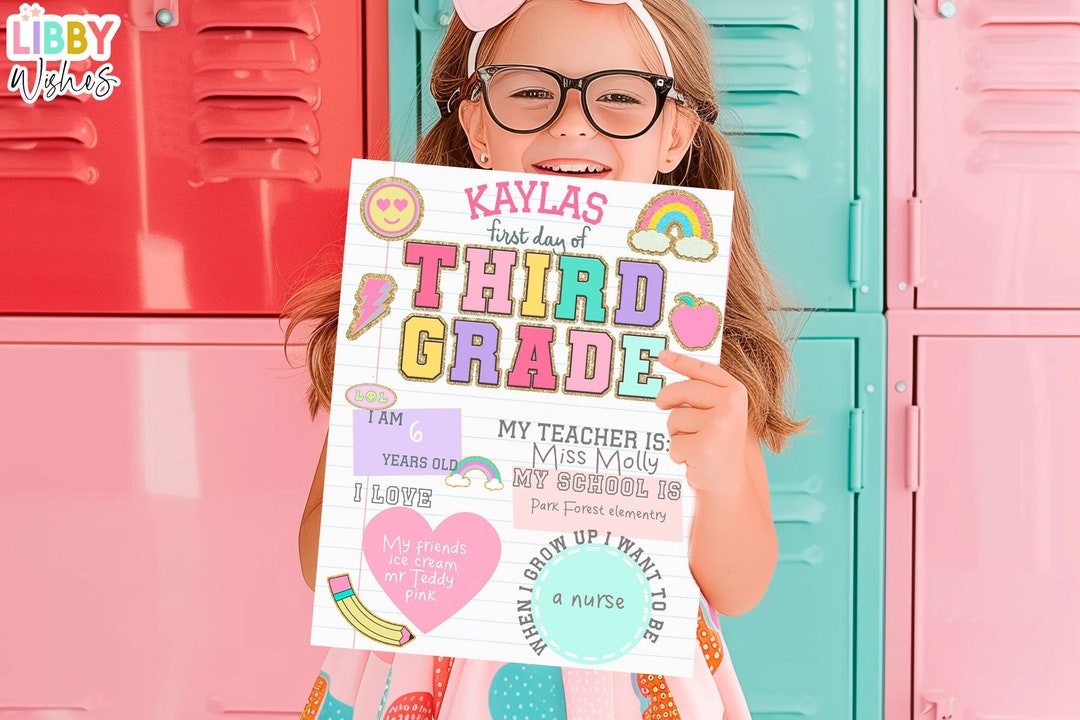Editable First Day of School Sign First Day of Third Grade Stoney ...