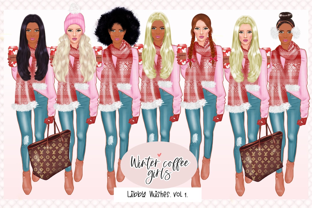Winter Clipart, Fashion Girls Clipart, African American Clipart, Afro ...