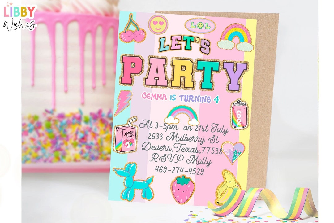 Editable Birthday Party Invitation Stoney Clover Lane Varsity Patch ...