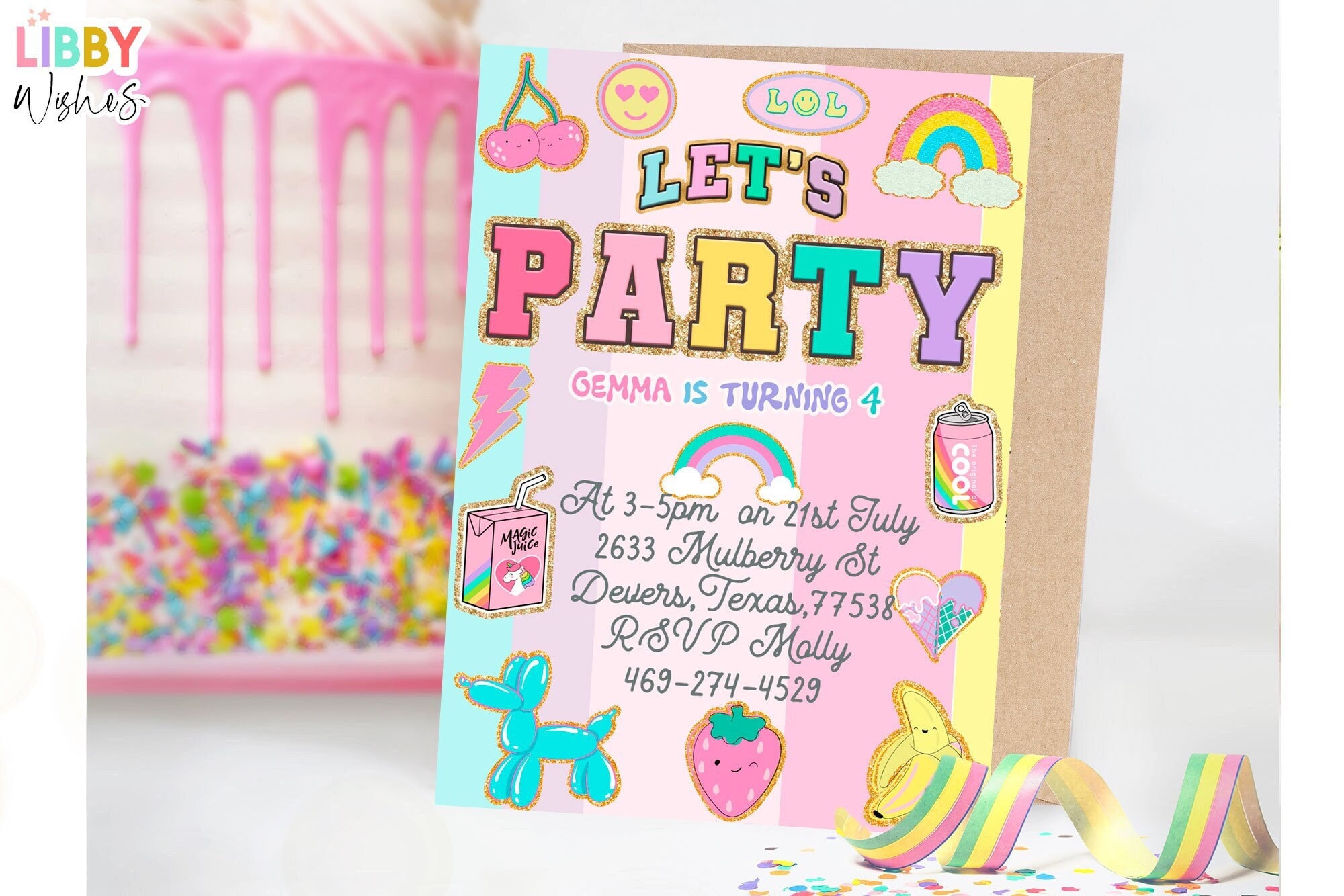 Editable Birthday Party Invitation Stoney Clover Lane Varsity Patch ...