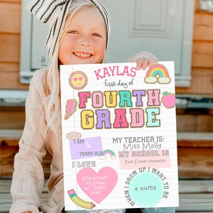 Editable First Day of School Sign First Day of FOURTH Grade Stoney ...