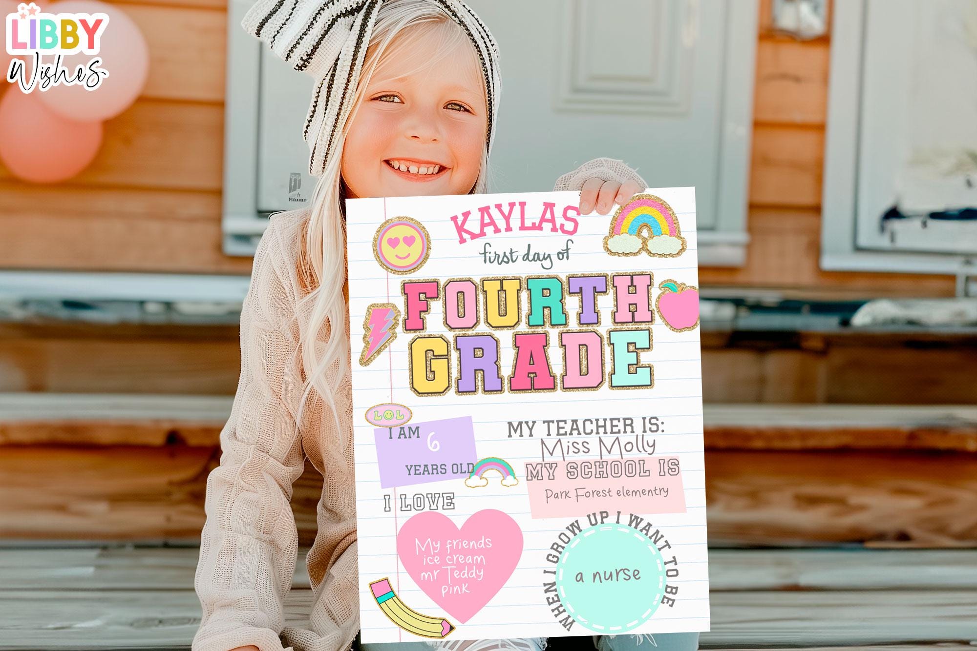 Editable First Day of School Sign First Day of FOURTH Grade Stoney ...