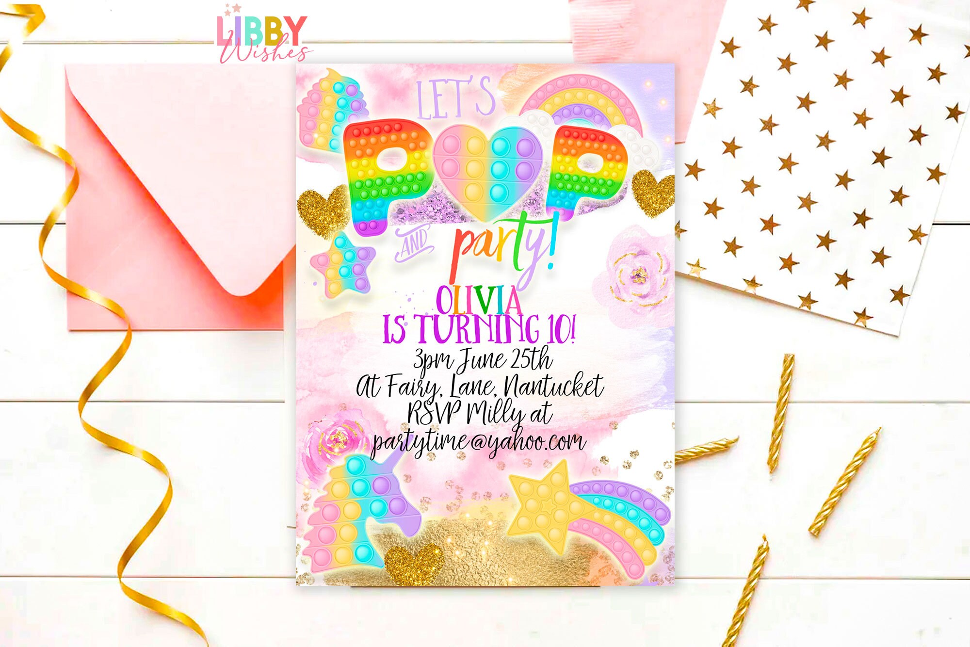 Editable Pop It Birthday Party Invitation Pop It Birthday | Etsy