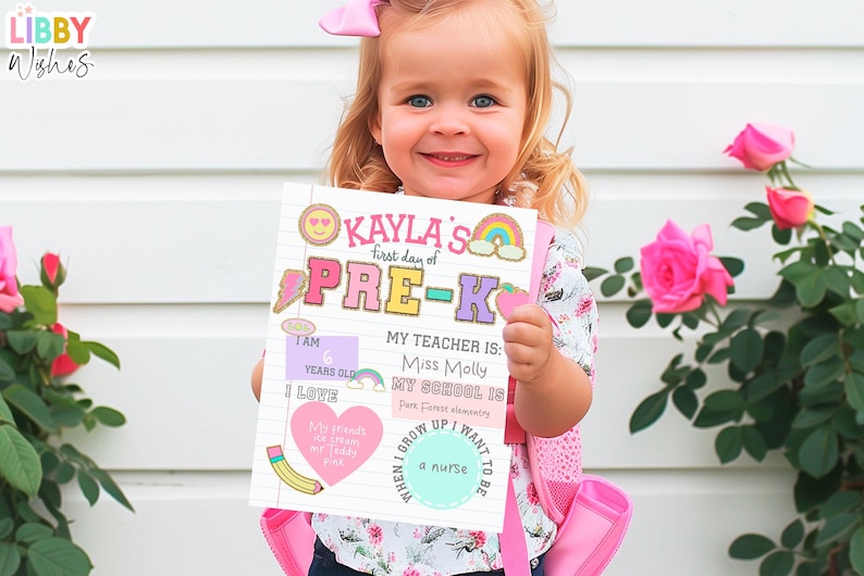 Editable First Day of School Sign First Day PRE-K Stoney Clover Patch ...