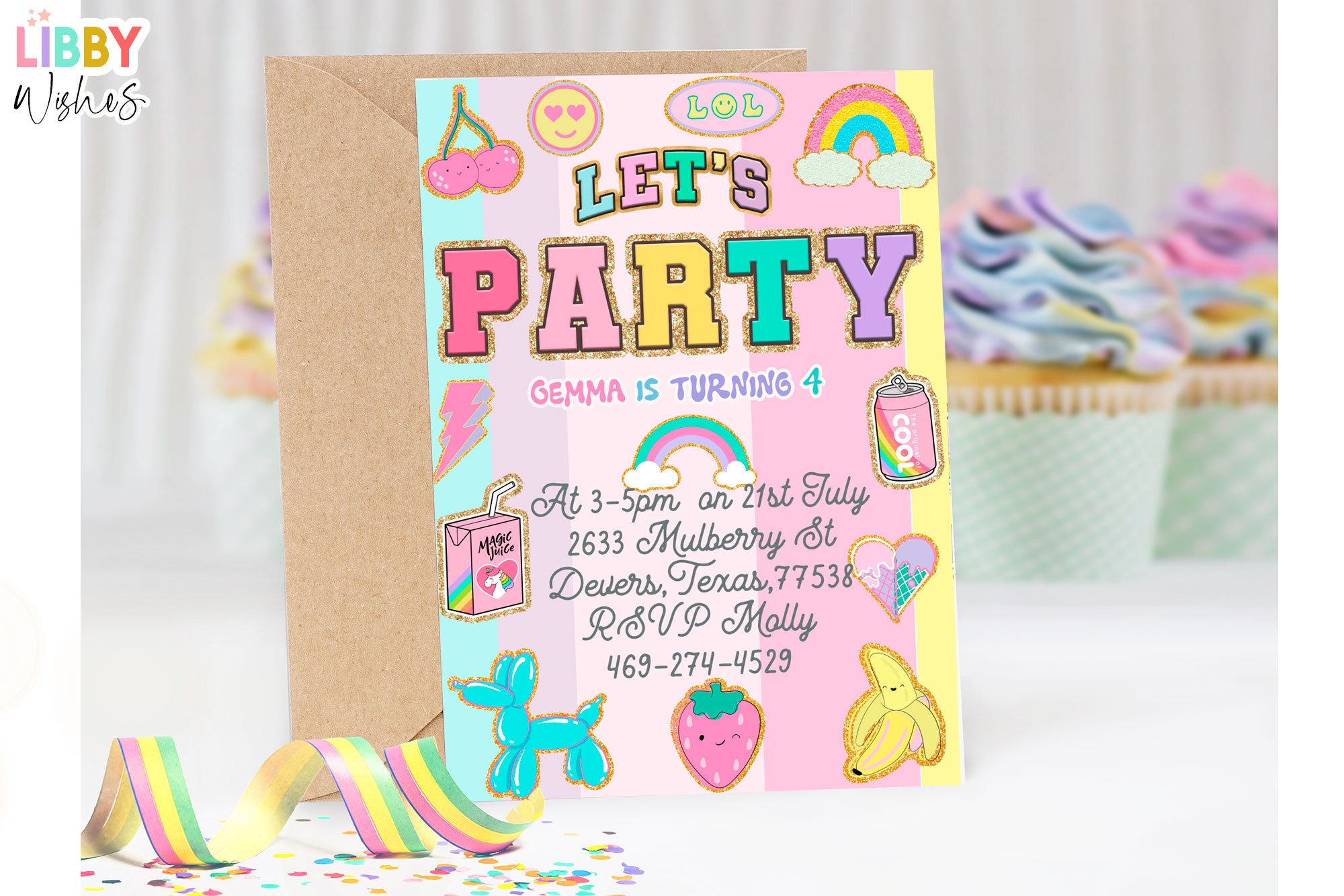 Editable Birthday Party Invitation Stoney Clover Lane Varsity Patch ...