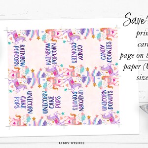 Editable Unicorn Food Labels Unicorn Name Place Tent Card Party Food ...